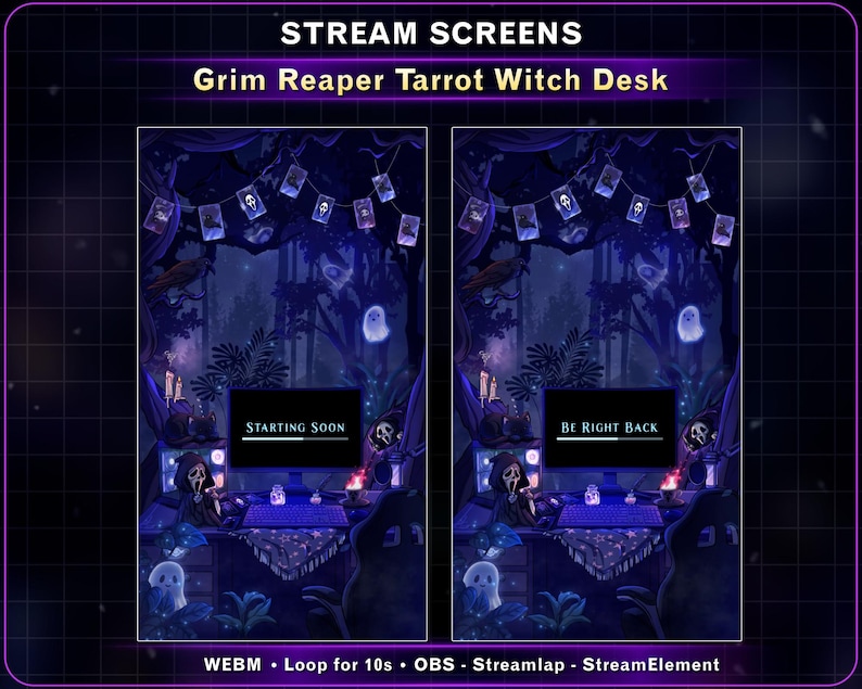 TIKTOK Stream Package Grim Reaper Tarot Card Mystic Forest, Cute Ghost ...
