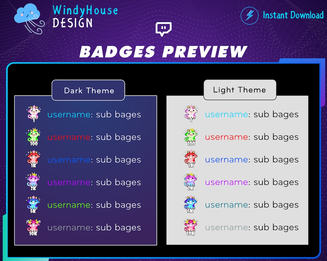 30x Cute Cow Twitch Bit Badges / Complete Twitch Bit Badges Set/ Twitch ...