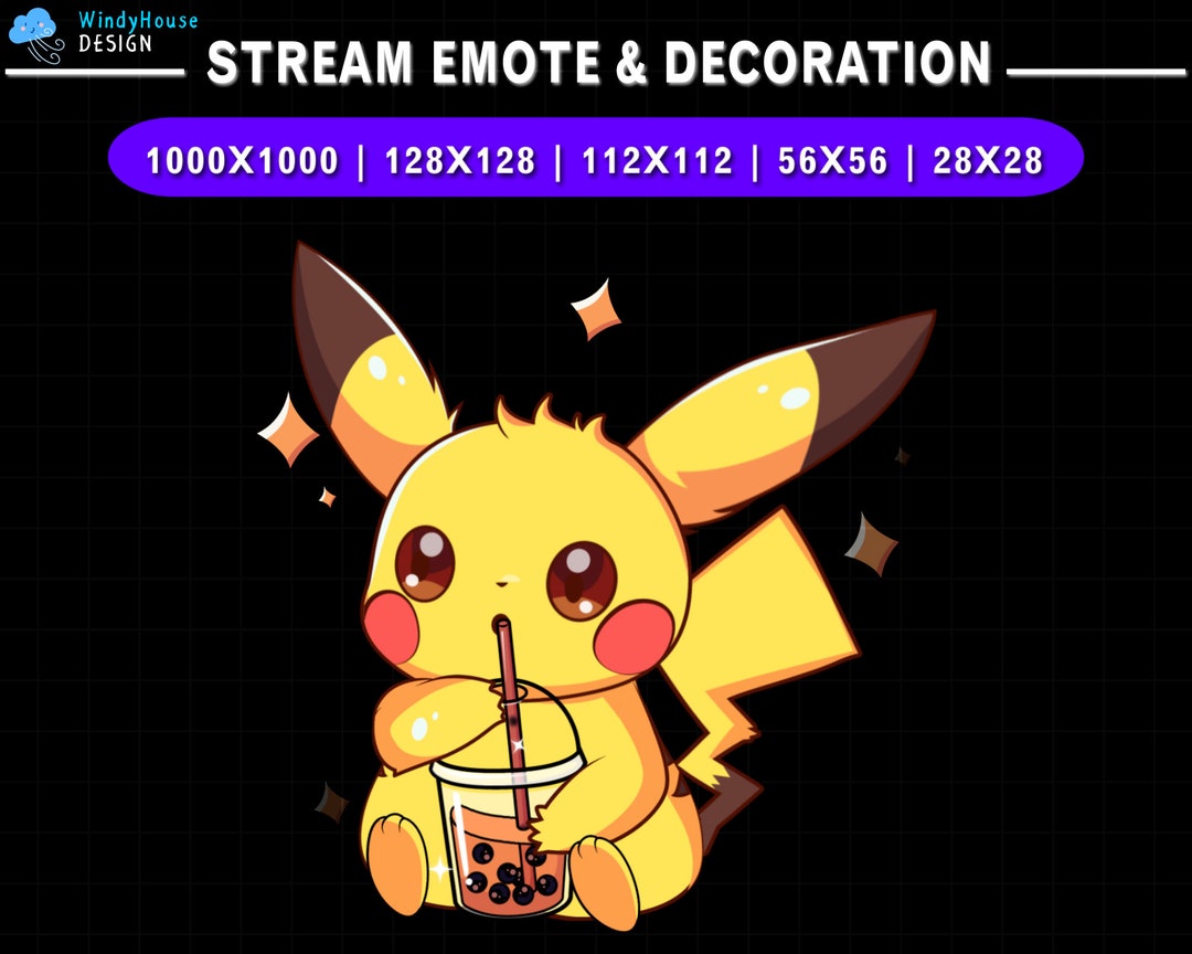 Animated Pikachu Drink Milk Tea Twitch Emote, Cute Kawaii Pokemon ...