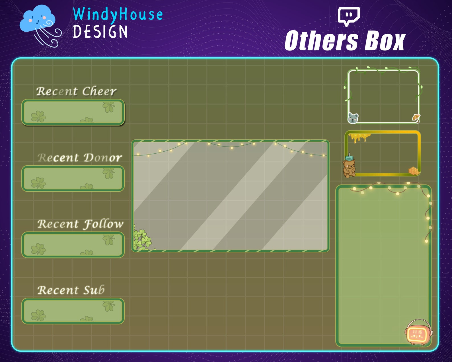 Cozy Twitch Overlay Stream Package Clover Lofi Desk Stream - Etsy