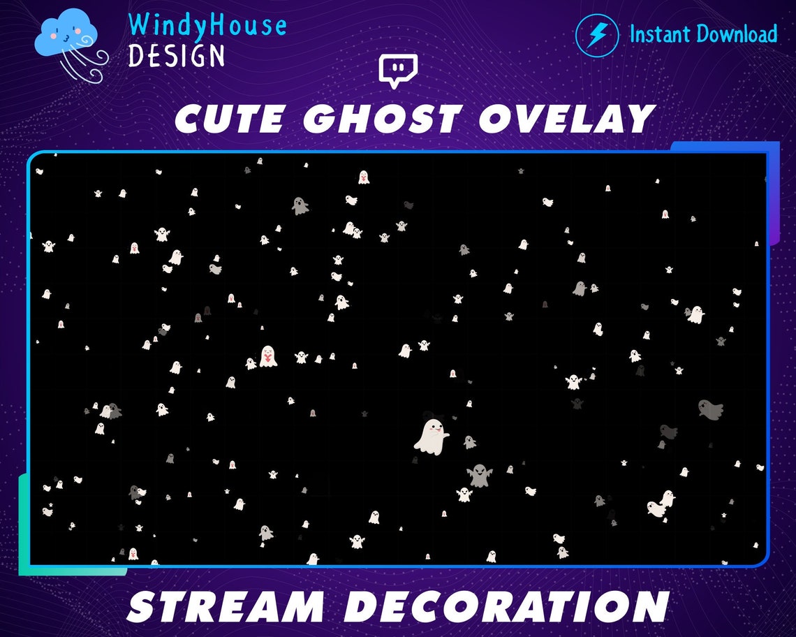 Ghost Falling Twitch Overlay, Flying Down Ghost Twitch Stream, Halloween Overlay for Twitch and ...