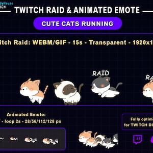 Animierter süßer Katzen Twitch Raid Alarm, bezaubernder süßer Katzen ...