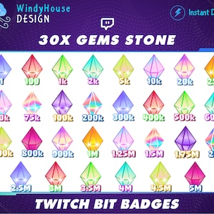30x Gems Stone Twitch Bit Badges / Complete Twitch Bit Badges Set ...