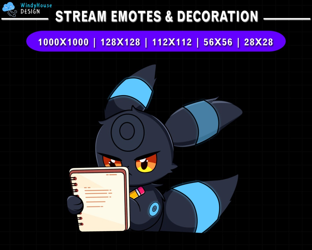Animated Umbreon Note Twitch Emote, Cute Kawaii Pokemon Stream ...