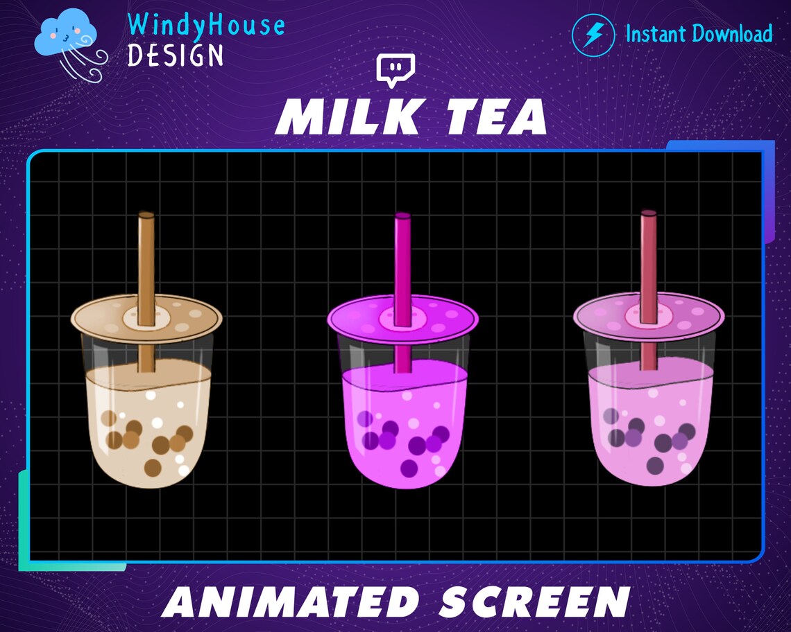 Animated Milktea Stream Decoration Bubble Boba Tea Sub - Etsy