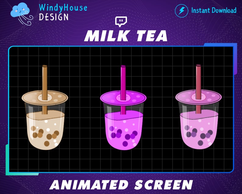 Animated Milktea Stream Decoration Bubble Boba Tea Sub - Etsy