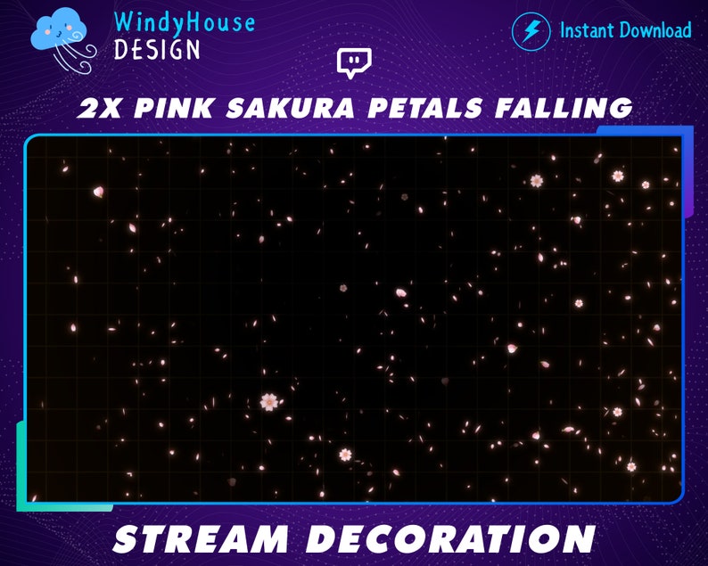 2x Animated Stream Decoration Pink Sakura Falling, Cherry Blossom ...