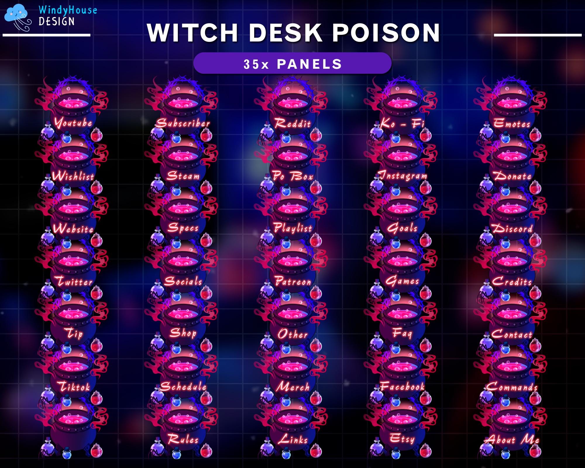 Cauldron of Poison Twitch Panel, Horror Stream Panel, Witchy Panel for ...