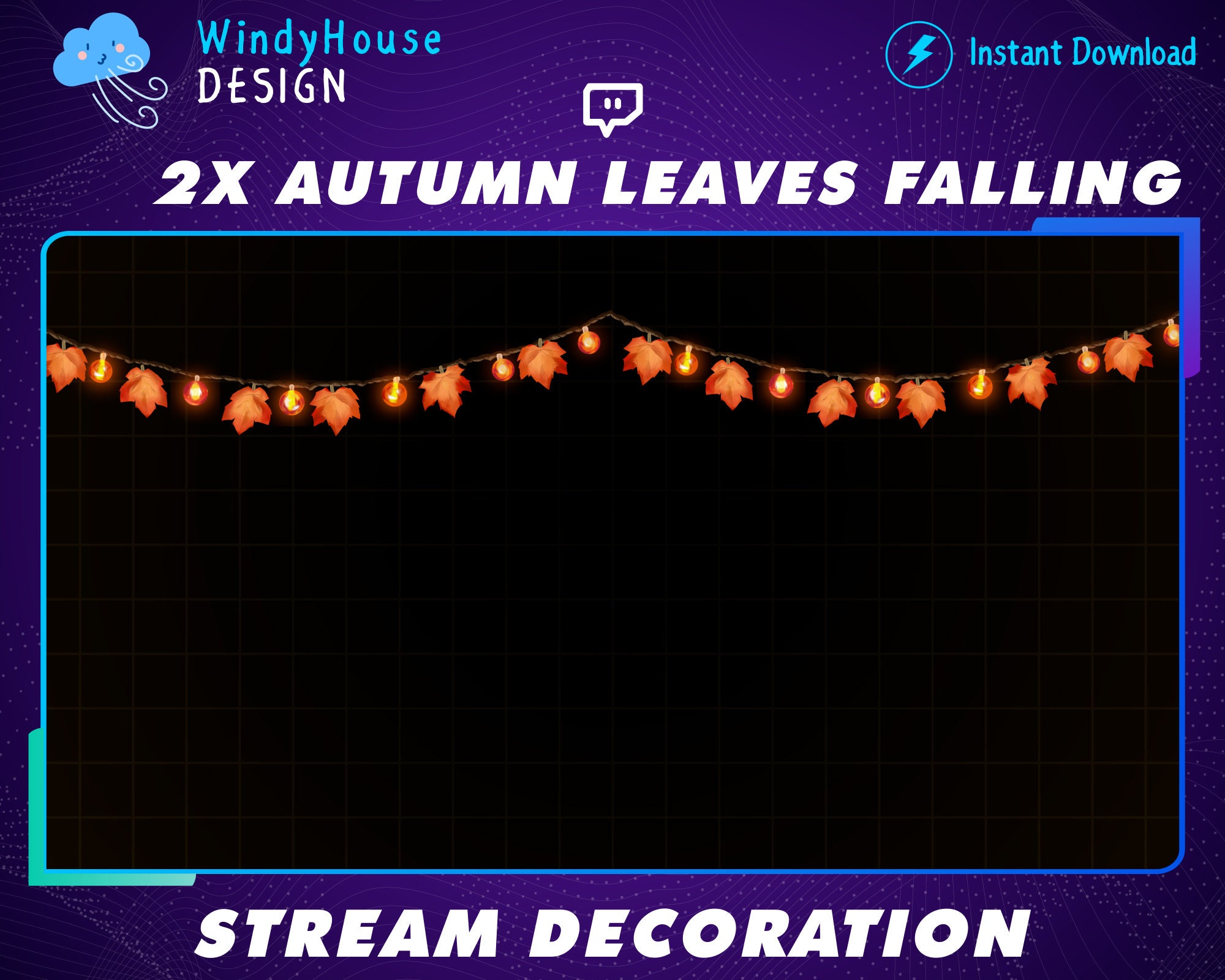 2x Animated Autumn Leaves Lights Stream Decoration - Maple Leaf Overlay ...