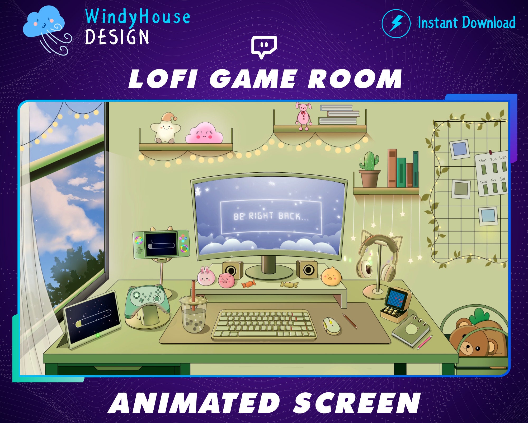 Animated Cozy Gaming Room Stream Screens, Aesthetic Gaming PC Room ...