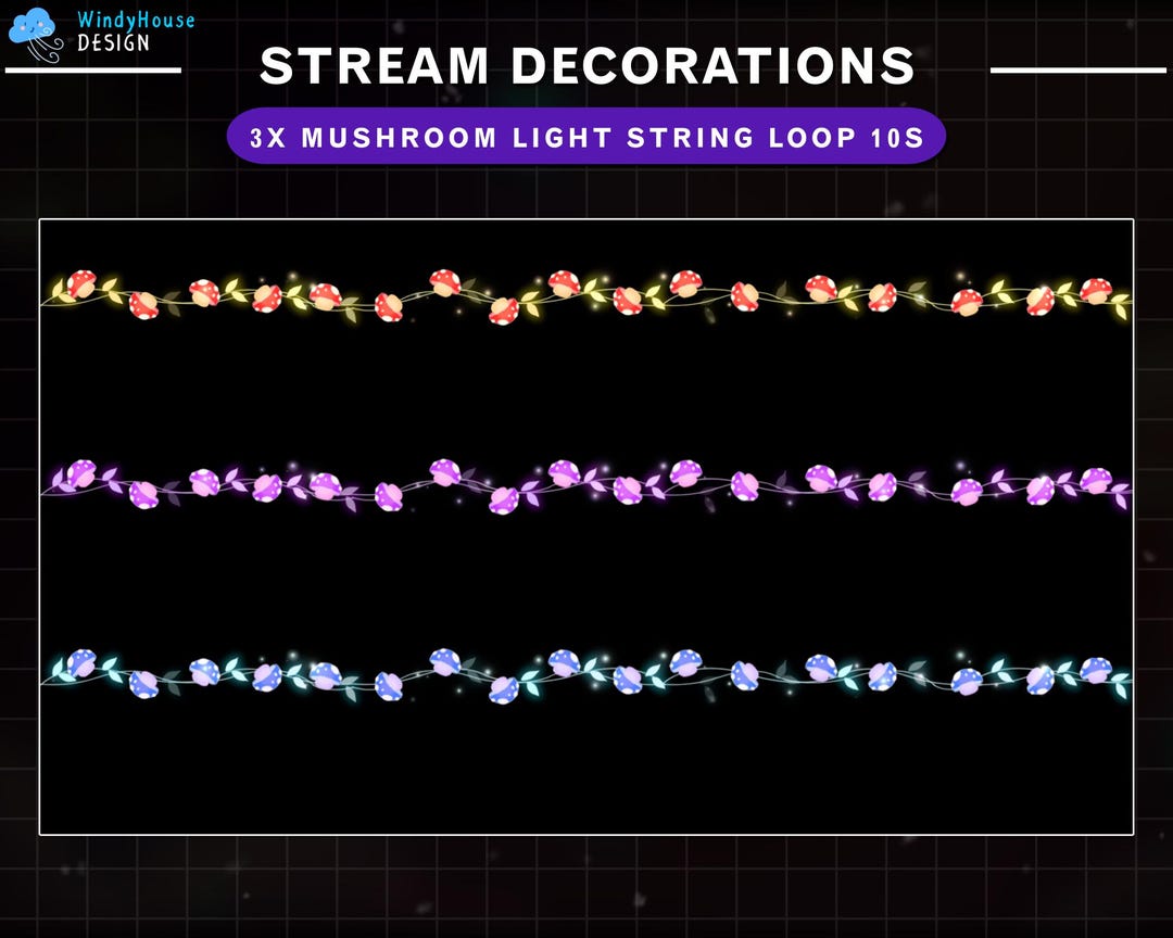 3x Animated Mushroom Lights String Stream Decoration, Autumn Leaf ...