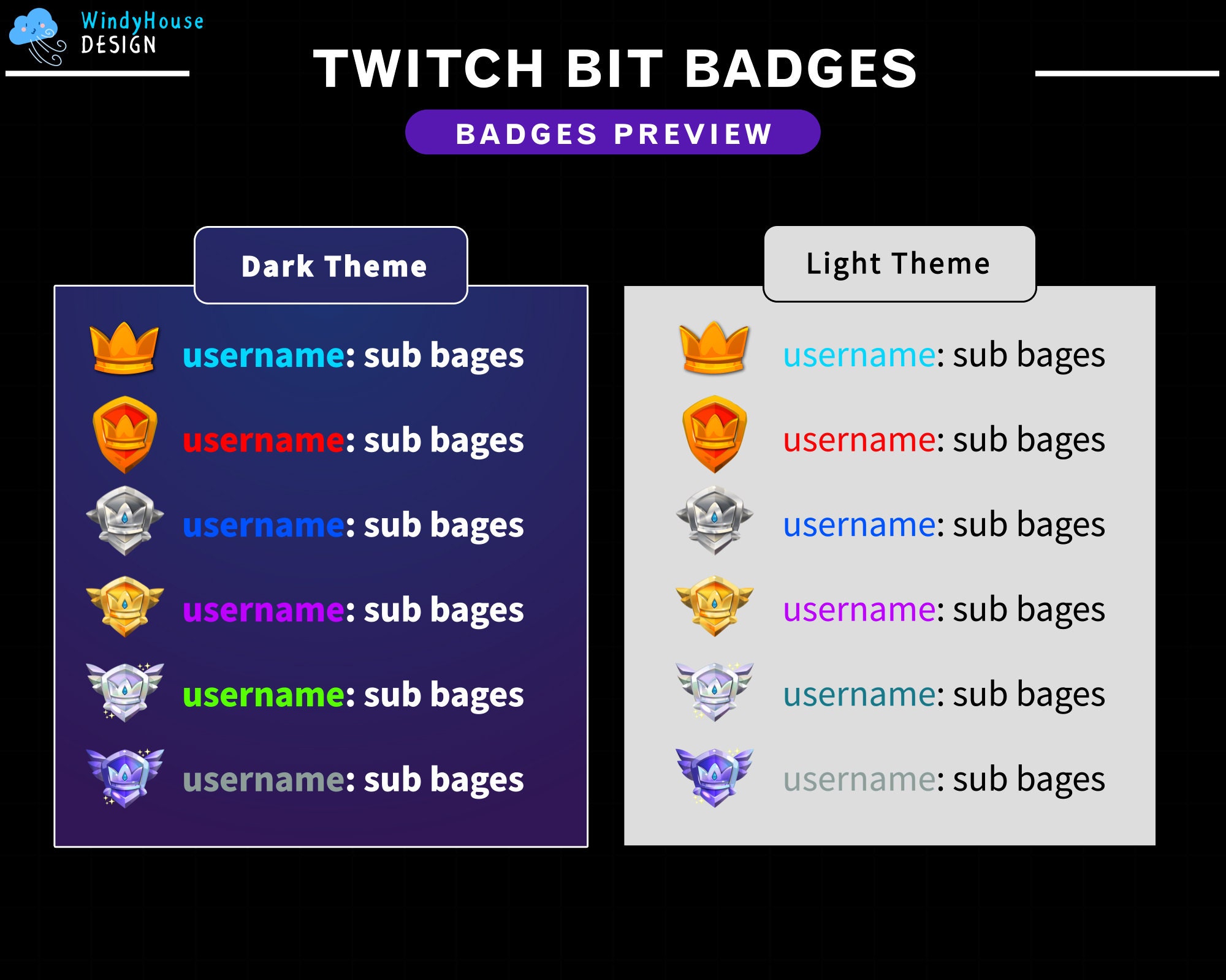 Metal Crown Twitch Sub Bit Badges, Ranking Twitch Bit Badges Set ...