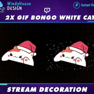 Animated Bongo White Cat Santa Hat Twitch Emote / Cute Bongo Cat ...