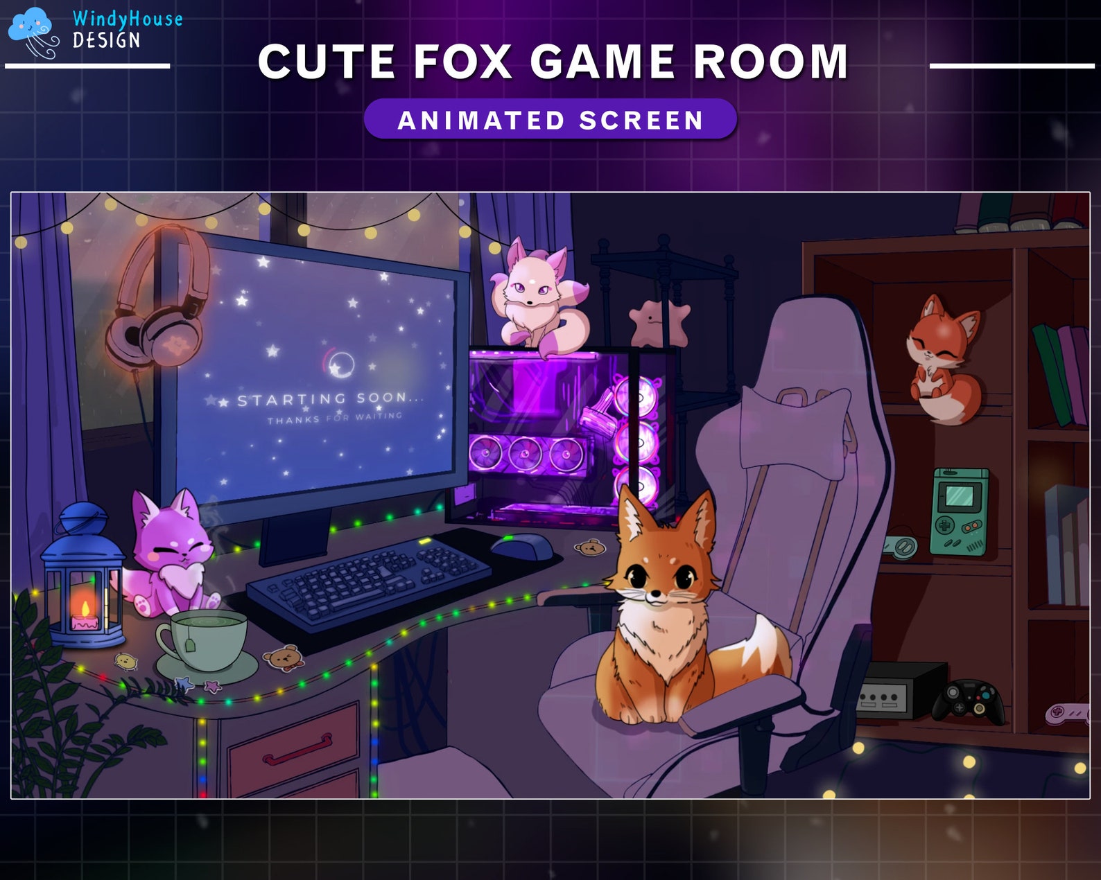 Animated Cute Fox Game Room Twitch Stream Screen ,lo-fi Room, Cozy Room ...