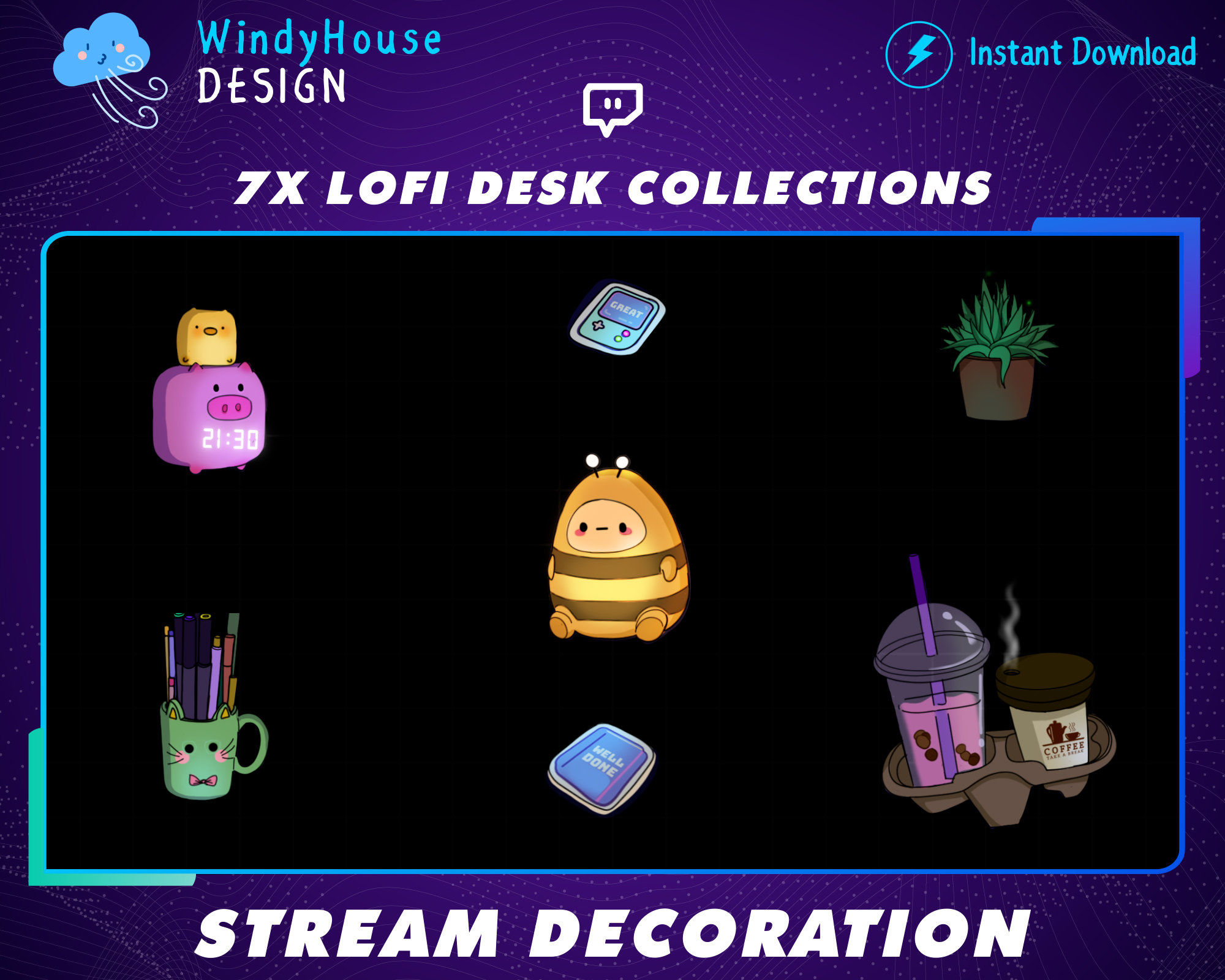 Animated Cozy Aesthetic Desk Stream Decoration Twitch - Etsy