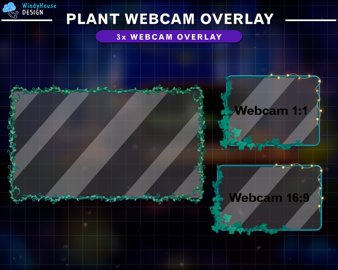 3x Animated Webcam Plant, Green Webcam Border for Green Overlay, Forest ...