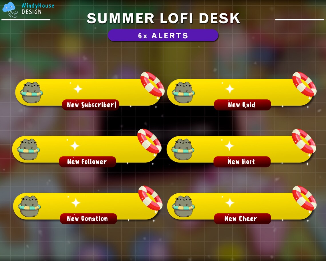 Animated Twitch Overlay Summer Desk, Animated Stream Package Cozy Lofi ...