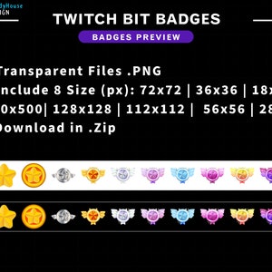 Ranks Twitch Sub Bit Badges, Ranking Twitch Bit Badges Set, Crowns ...