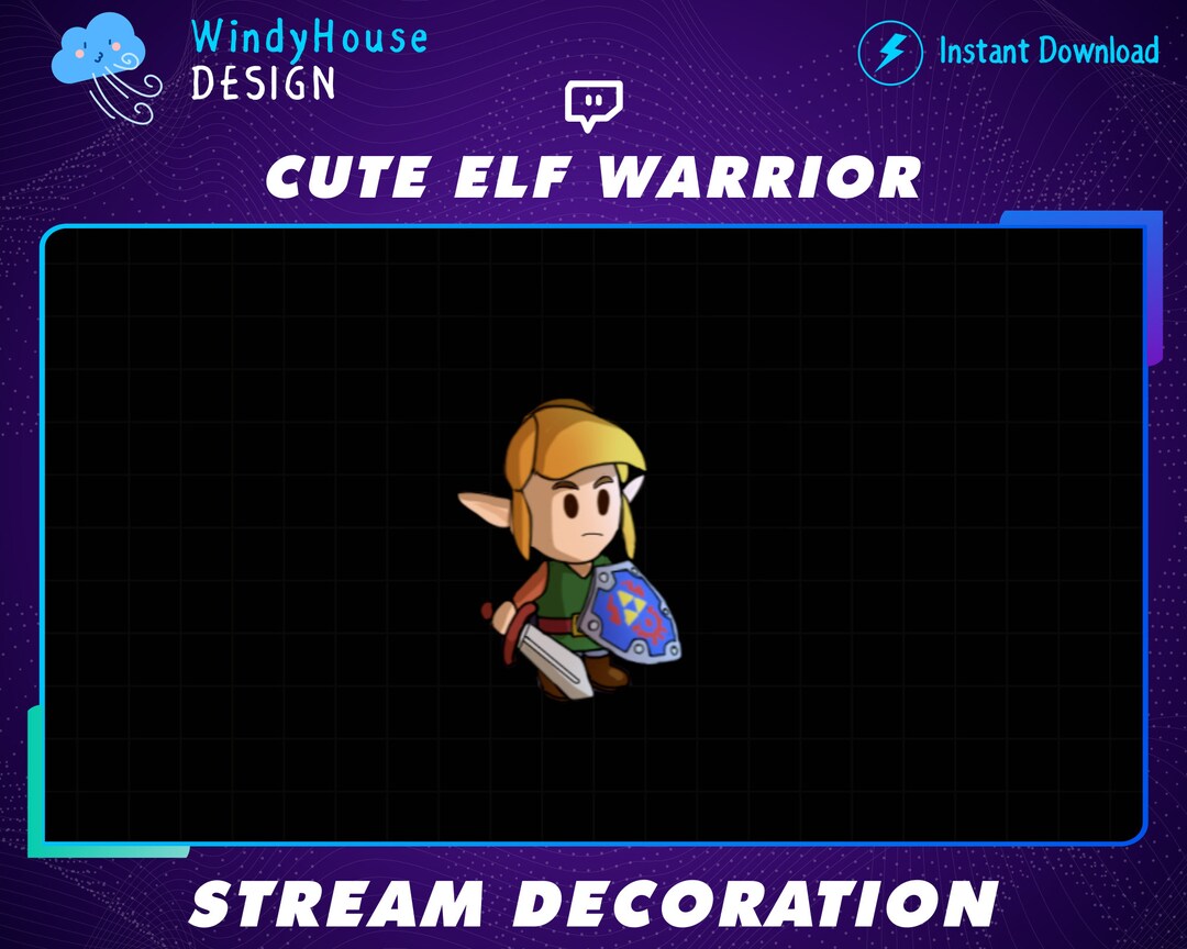 Animated Cute Elf Warrior Stream Decoration, Cute Elf Twitch Overlay - Etsy