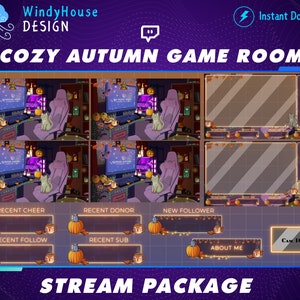 Animated Cozy Autumn Twitch Overlay Stream Package, Fall Twitch Overlay ...