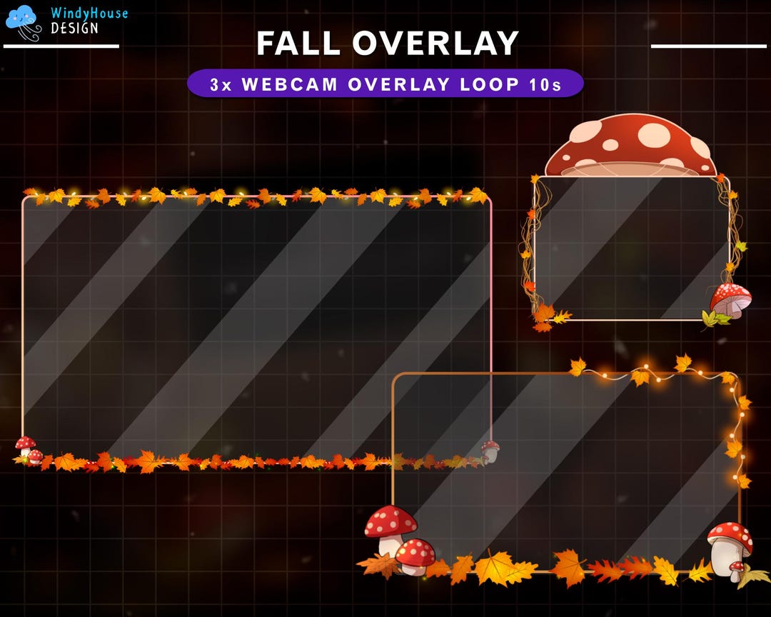 3x Animated Fall Webcam Overlay, Webcam Border for Autumn Twitch ...