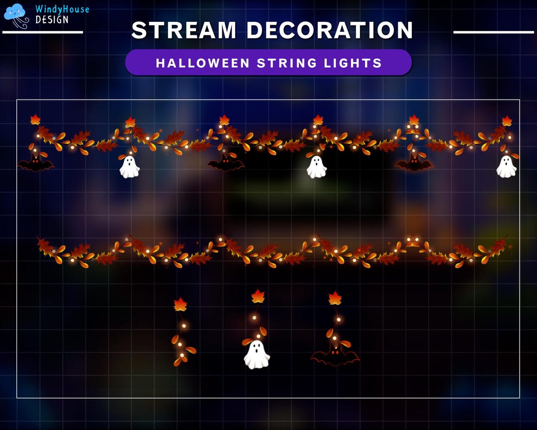 Halloween String Lights for Twitch Stream, Cute Ghost and Bat Autumn ...