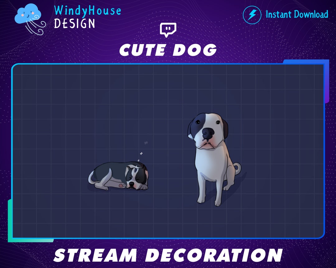 Animated Cute Dog Stream Decoration, Cute Dog Twitch Overlay, Animals ...