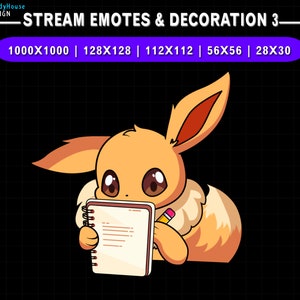 Animated Eevee Note Twitch Emote, Cute Kawaii Pokemon Stream Decoration ...