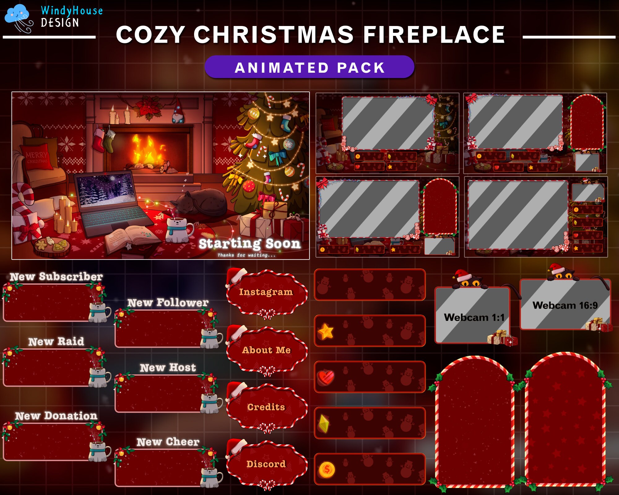 Animated Full Stream Package Cozy Christmas Room, Aesthetic Xmas Room ...