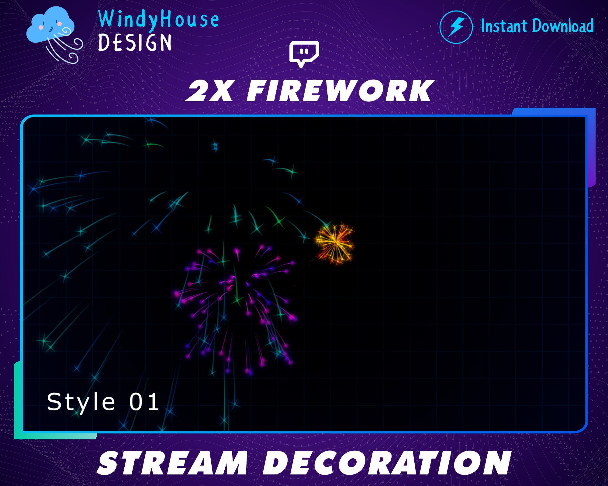 2x Firework Animated Twitch Overlay Holiday Streaming Asset - Etsy