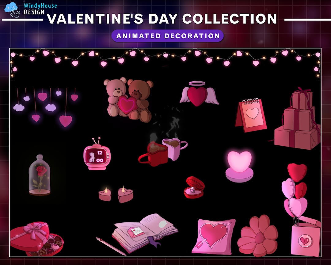 Animated Valentine's Day Colection Twitch Stream Decoration, Valentine ...