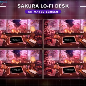 Animated Cherry Blossom Kawaii Lo-fi Desk Twitch Screens, Cozy Game ...