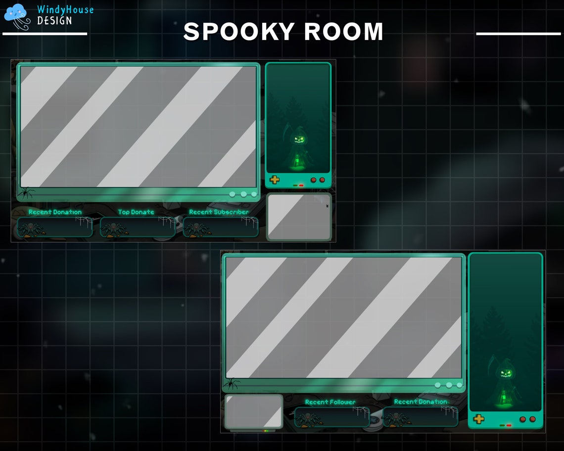 Animated Twitch Overlays Spooky Room, Halloween Room Stream Overlays ...