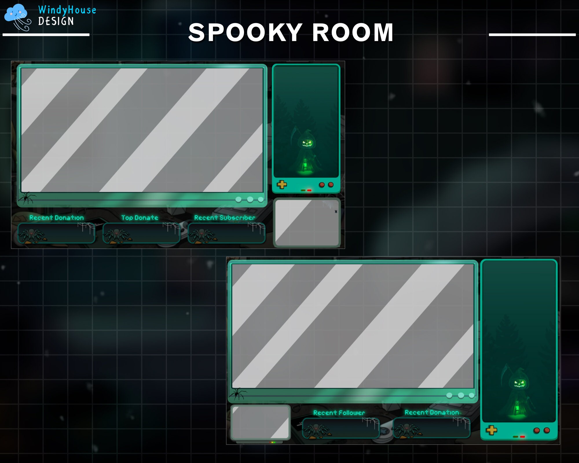 Animated Twitch Overlays Spooky Room, Halloween Room Stream Overlays ...