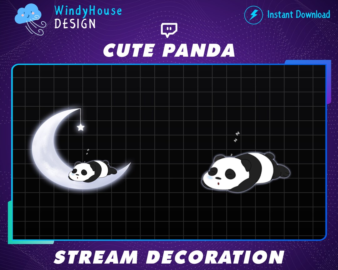 Animated Panda Sleeping Twitch Decoration / Celestial Night Overlays ...