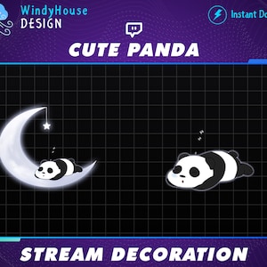 Animated Panda Sleeping Twitch Decoration / Celestial Night Overlays ...