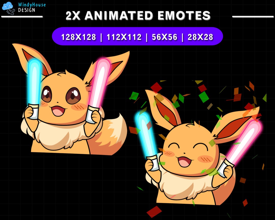 2x Animated Twitch Emote Eevee Cheering, Eevee Twitch Emotes, Cute ...