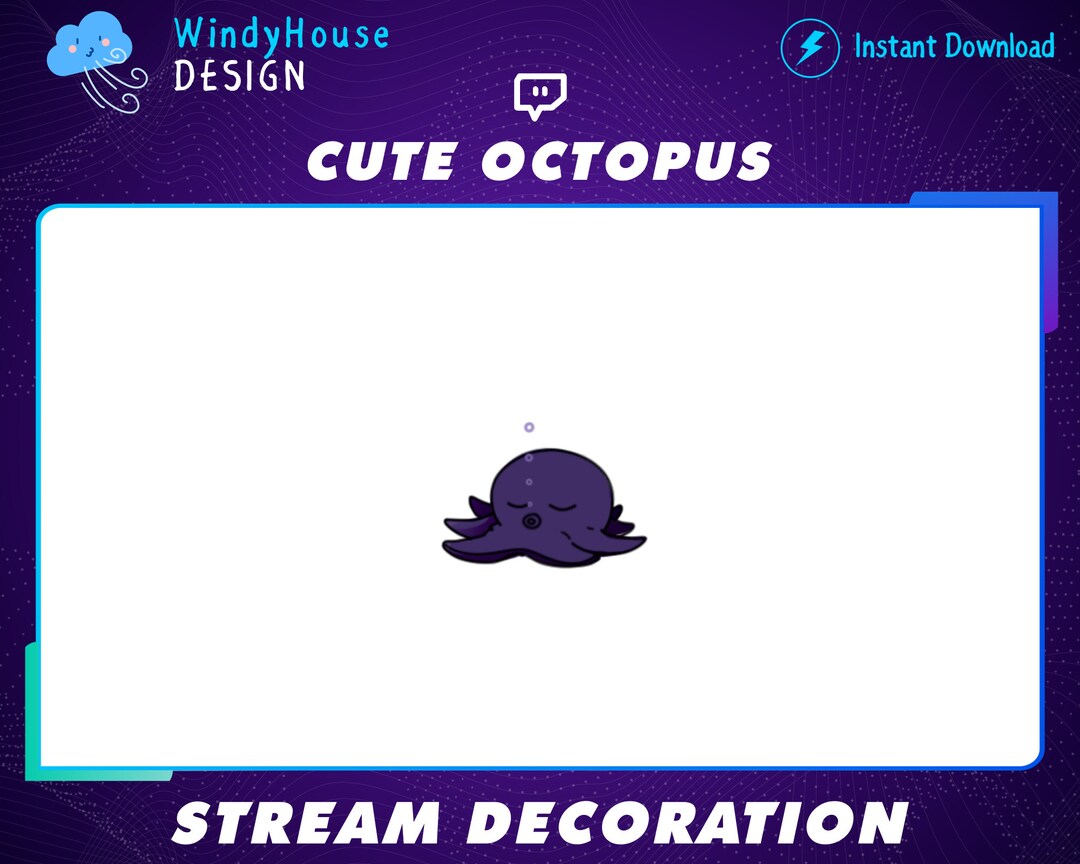 Animated Cute Octopus Stream Decoration, Lofi Overlay Stream Decoration ...