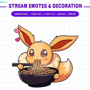 Animated Twitch Emote, Stream Decoration Eevee Eating Ramen, Eevee ...