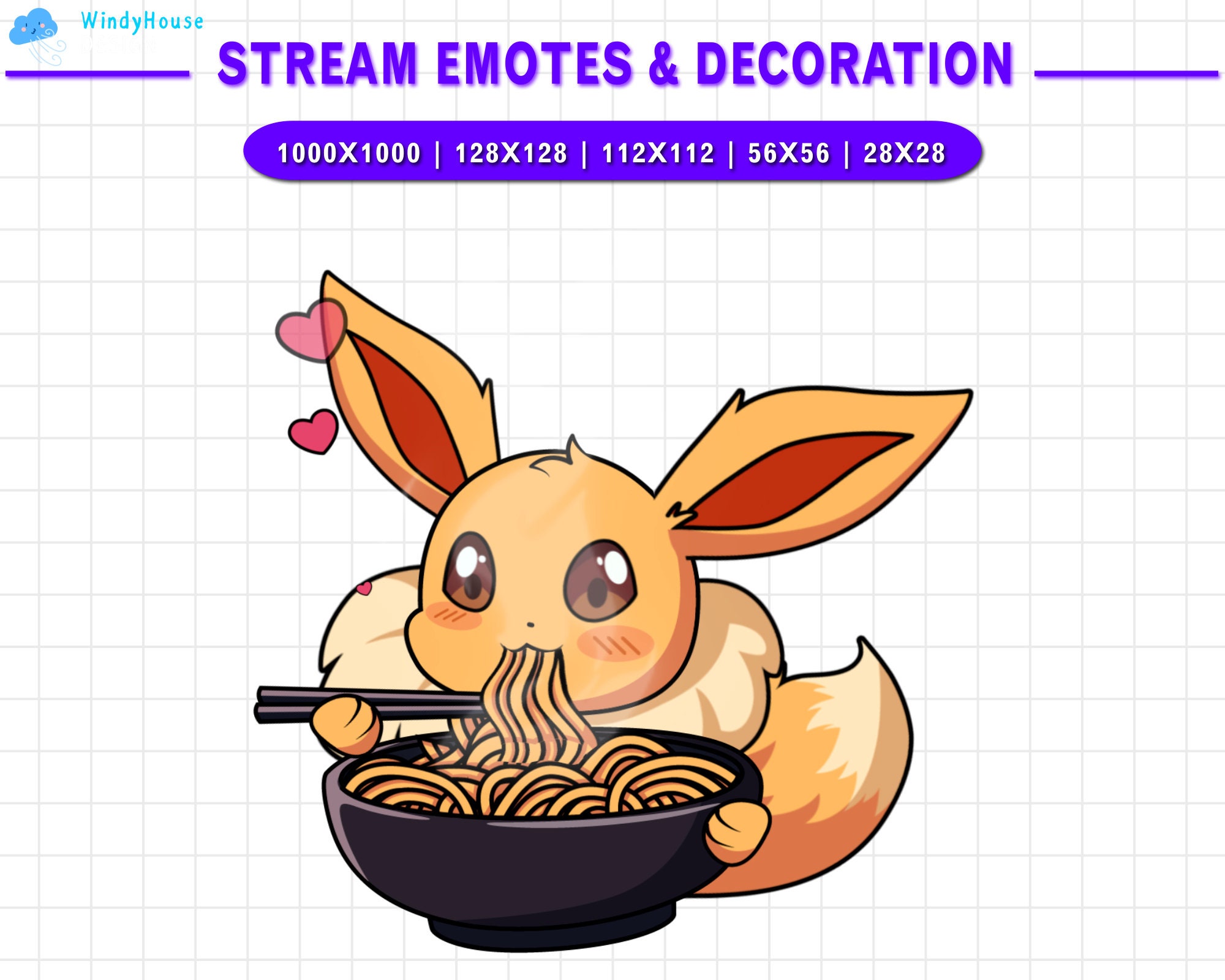 Animated Twitch Emote, Stream Decoration Eevee Eating Ramen, Eevee ...