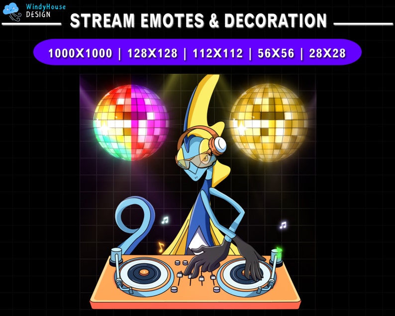 Animated Lizard DJ Twitch Emote, Cute Pokemon Stream Emote, Discord ...