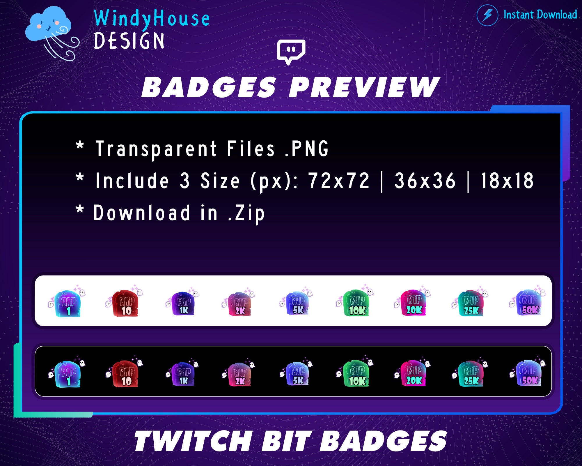 30x RIP Twitch Bit Badges / Complete Twitch Bit Badges Set/ - Etsy