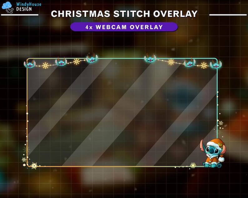 Animated Christmas Blue Alien Webcam Overlays, Xmas Webcam for ...