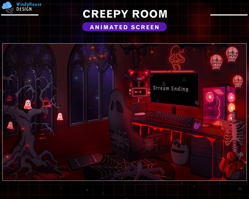 Animated Twitch Screens Creepy Room, Halloween Room Stream Screens ...
