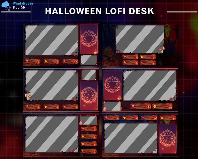Animated Stream Package Halloween Lofi Desk , Animated Twitch Overlay ...
