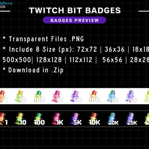 20x Rainbow Micro Twitch Bit Badges, Colorful Sub Badges for Streamers ...