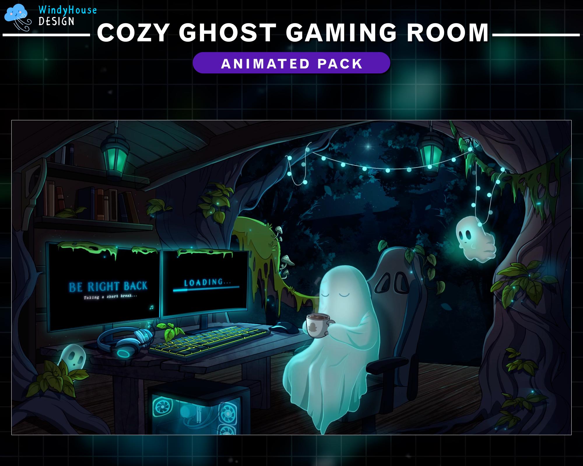Animated Cozy Ghost Forest Gaming Room Twitch Stream Package, Halloween ...