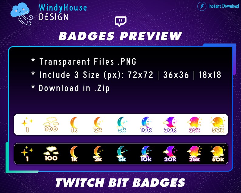 30x Galaxy Planets Twitch Bit Badges, Moon Sub Badges for Streamers ...