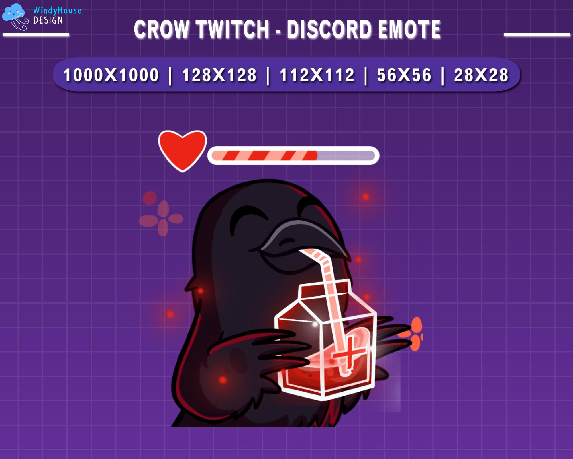 Crow Drinks Blood Animated Twitch Emote, Halloween Emotes, Raven Emojis ...