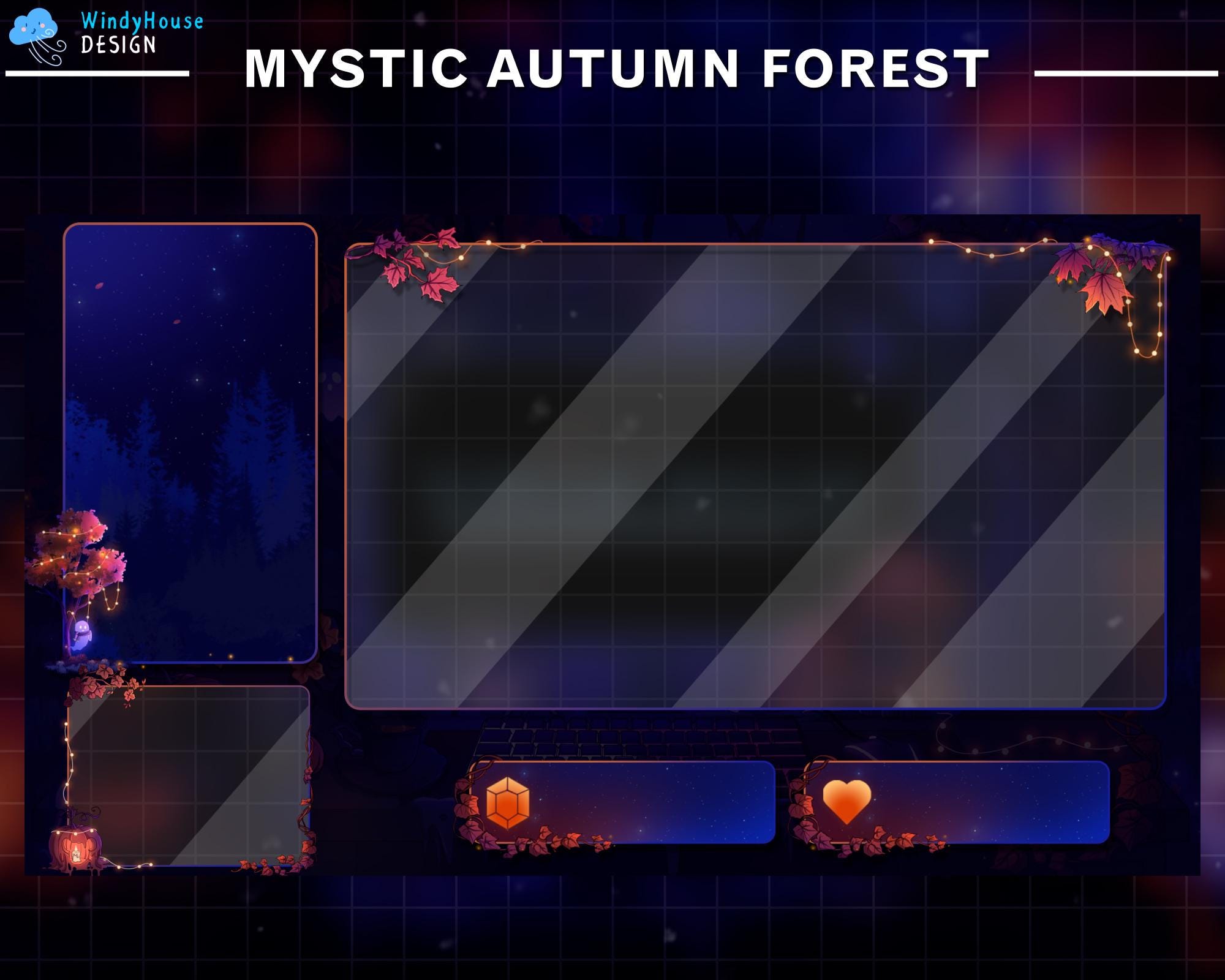 Autumn Mystic Forest Animated Stream Package, Ghost Twitch Overlay With ...